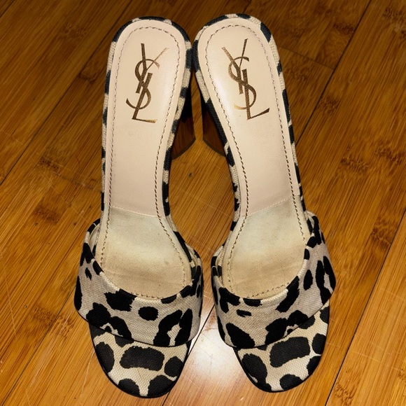 Yves Saint Laurent | Shoes | Rare Ysl Canvas Leopard Print Sandals With ...